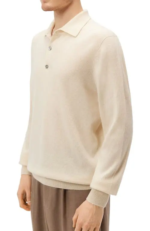 GOBI MONGOLIAN CASHMERE Essential Cashmere Polo Sweater - Off White