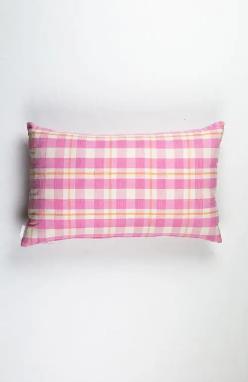 ARCHIVE NEW YORK Handwoven Classic Gingham Rectangle Cotton Throw Pillow - Pink