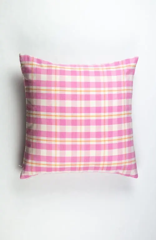 ARCHIVE NEW YORK Handwoven Classic Gingham Square Cotton Throw Pillow - Pink