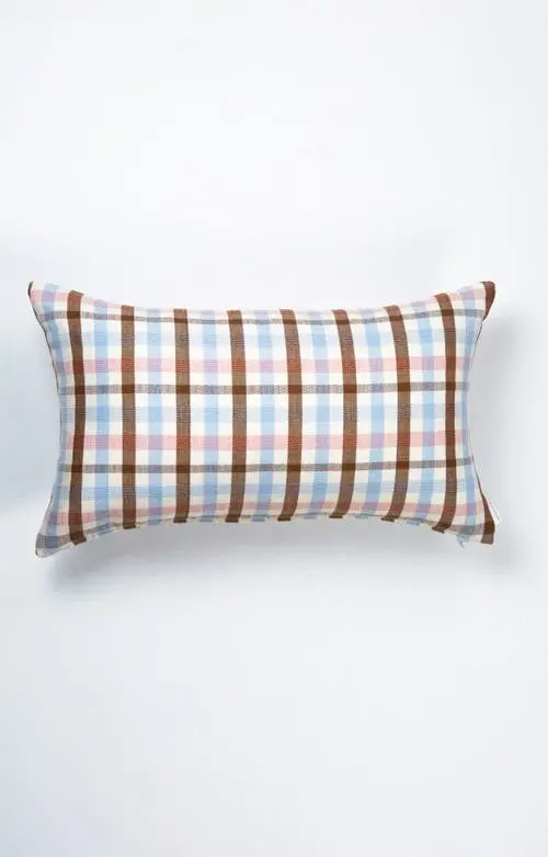 ARCHIVE NEW YORK Handwoven Classic Plaid Rectangle Cotton Throw Pillow - Brown