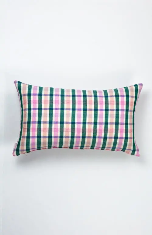 ARCHIVE NEW YORK Handwoven Classic Plaid Rectangle Cotton Throw Pillow - Green
