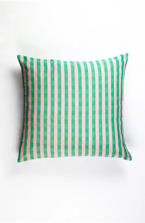 ARCHIVE NEW YORK Handwoven Classic Striped Square Cotton Throw Pillow - Green