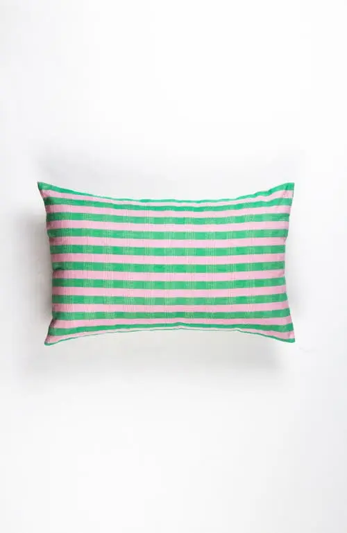 ARCHIVE NEW YORK Handwoven Classic Striped Rectangle Cotton Throw Pillow - Green