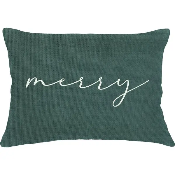 Anaya Merry Linen Pillow With Down Insert - Green