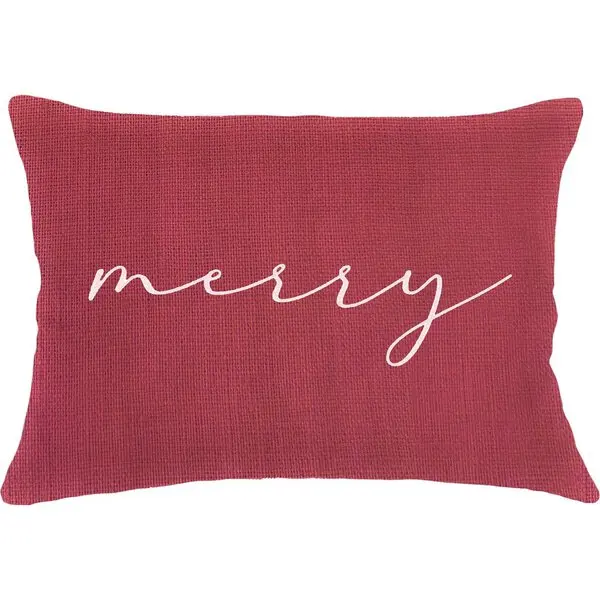 Anaya Merry Linen Pillow With Down Insert - Red