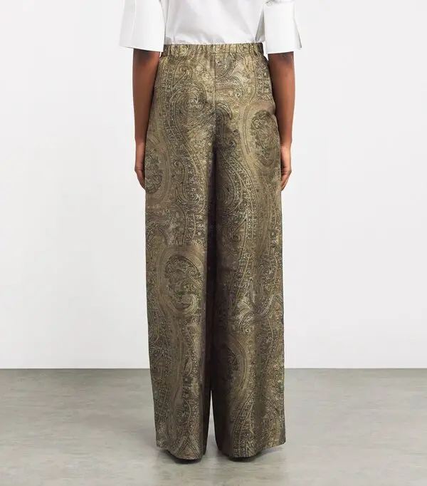 Max Mara Silk Printed Wide-leg Trousers