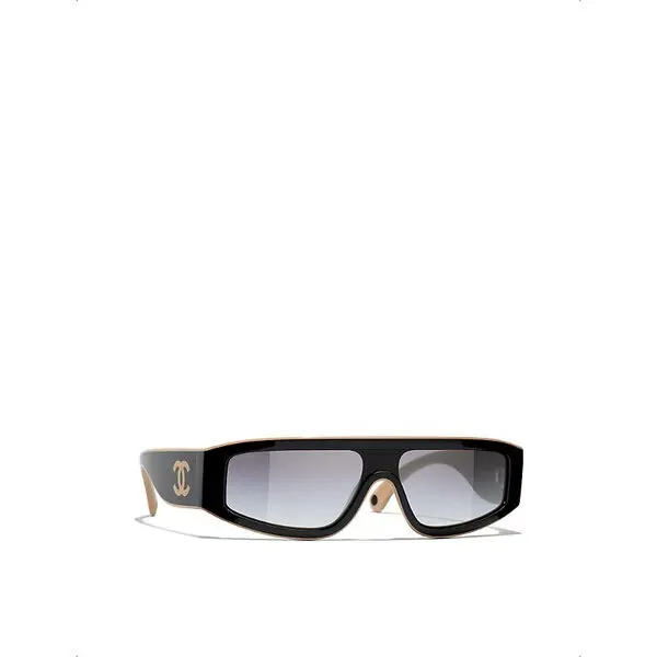 Chanel Ch6057 Shield Sunglasses In Black | Editorialist