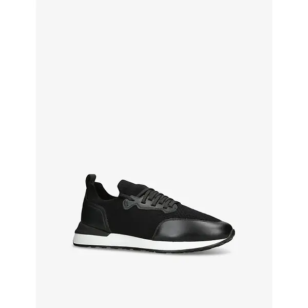 Magnanni Grafton Mixed-material Knitted Low-top Trainers - Black