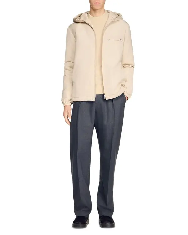 Sandro Regular Fit Nylon Windbreaker - Beige