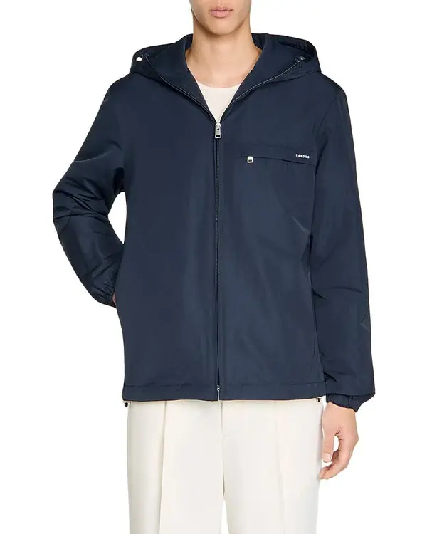 Sandro Regular Fit Nylon Windbreaker - Navy Blue