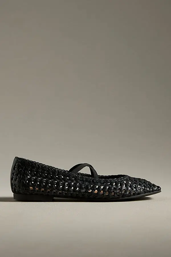 Anthropologie Woven Leather Ballet Flats - Black