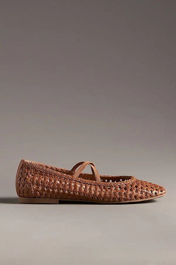 Anthropologie Woven Leather Ballet Flats - Tan