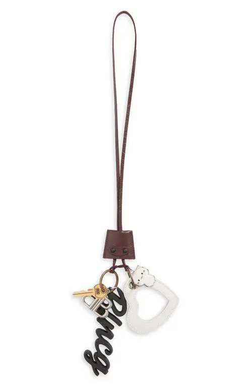 Balenciaga City Heart Bag Charm - Dark Burgundy/ Optic White