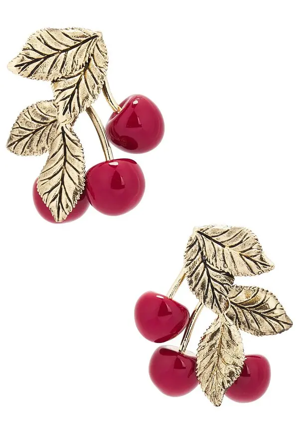 Saint Laurent Cherry Earrings - Dore Vielli & Rouge