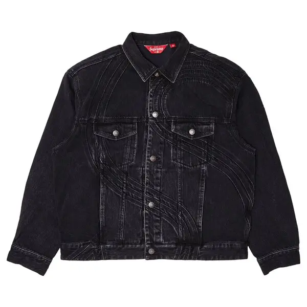 Supreme Logo Denim Trucker Jacket - Black