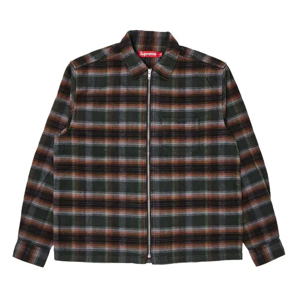 Supreme Shadow Plaid Flannel Zip Up Shirt