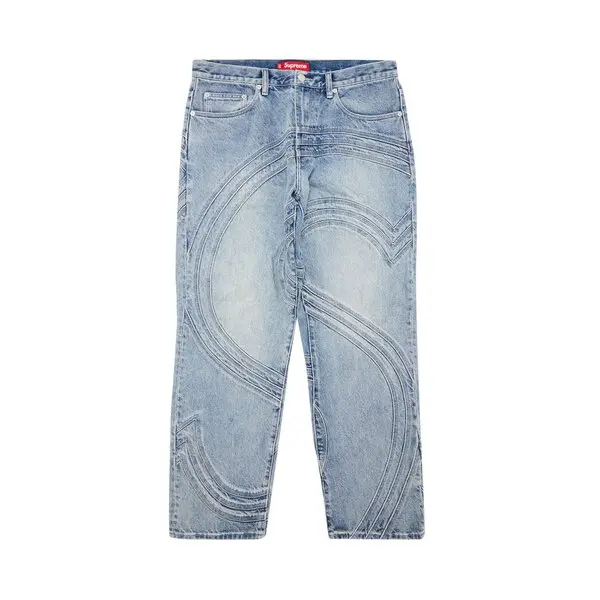 Supreme S Logo Loose Fit Jeans - Blue