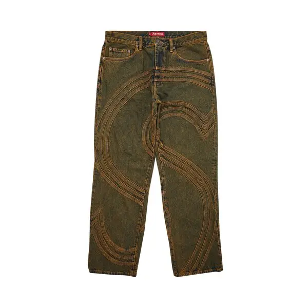Supreme S Logo Loose Fit Jean - Green