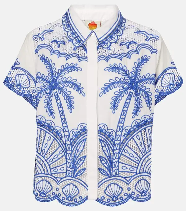 Farm Rio Richelieu Cotton Shirt - Blue
