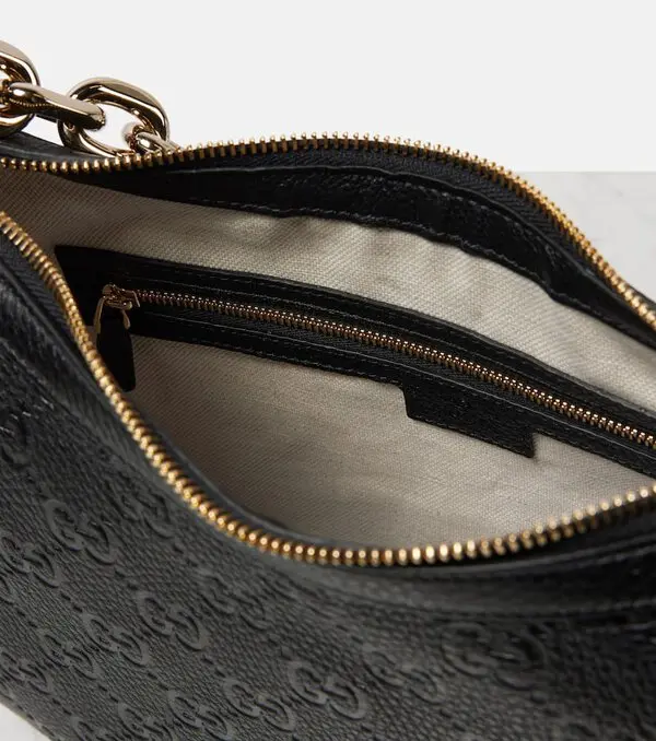 Gucci Gg Embossed Leather Shoulder Bag