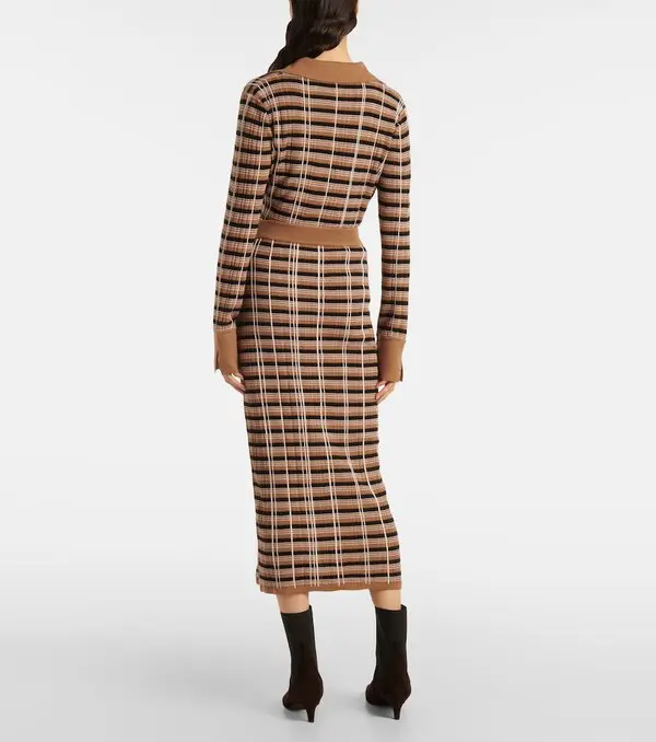 JOSEPH Checked Wool And Silk Maxi Skirt