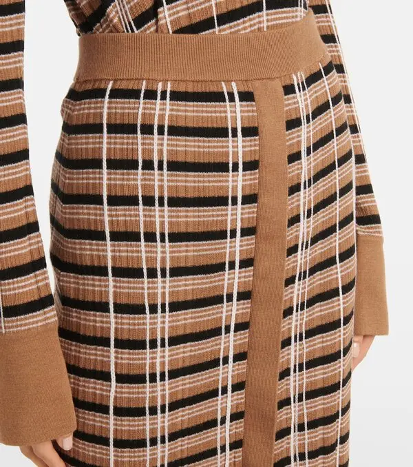 JOSEPH Checked Wool And Silk Maxi Skirt