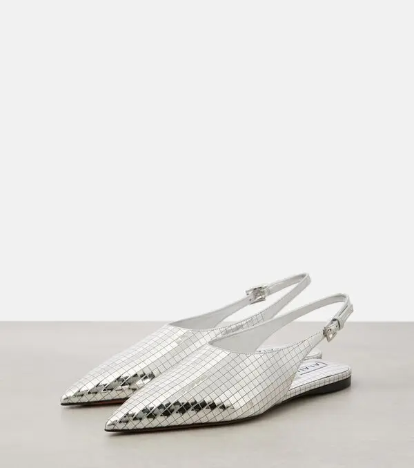 Alaïa Art Deco Mirrored Leather Slingback Flats