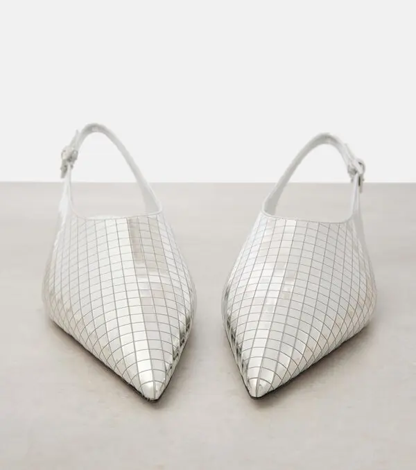 Alaïa Art Deco Mirrored Leather Slingback Flats
