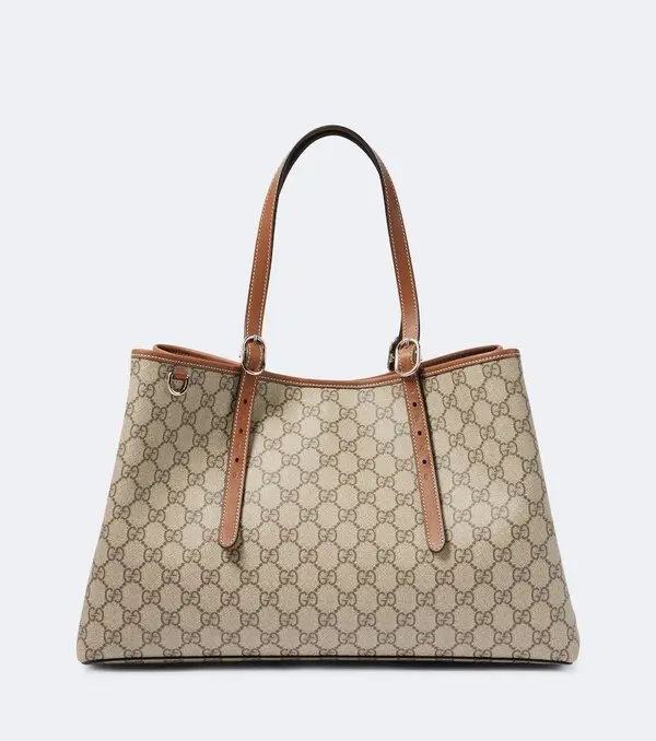 Gucci Gg Emblem Large Tote Bag - Beige/dark Brown
