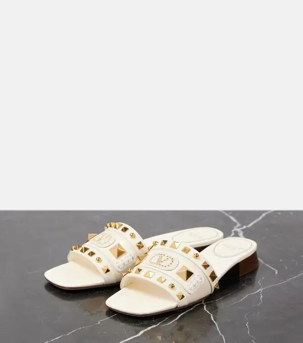 Valentino Garavani Plaster Caster Studded Leather Slides