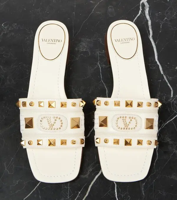 Valentino Garavani Plaster Caster Studded Leather Slides