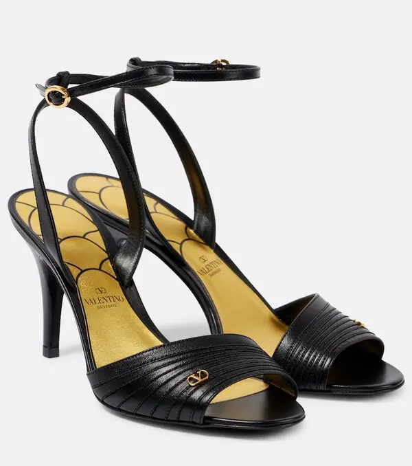 Valentino Garavani Ladycrush 85 Embellished Leather Sandals - Black