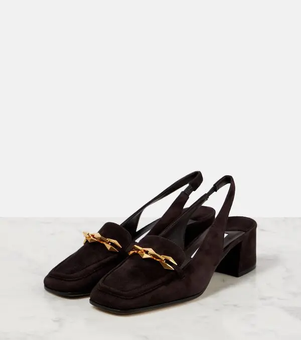 JIMMY CHOO Diamond Tilda 45 Suede Slingback Pumps - Brown