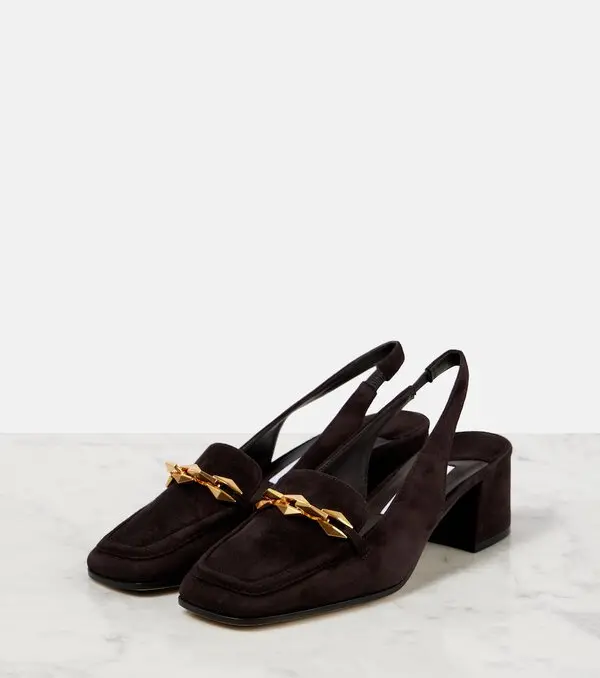 JIMMY CHOO Diamond Tilda 45 Suede Slingback Pumps - Brown