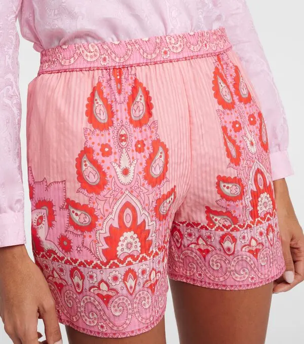 Etro Paisley Cotton And Silk Shorts