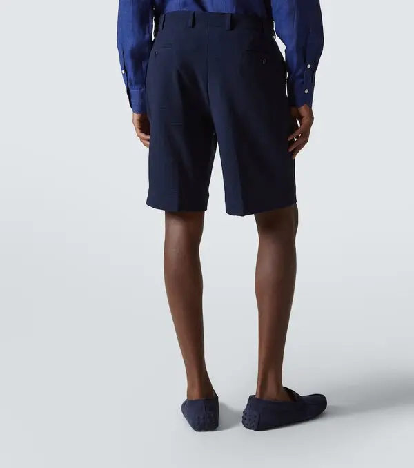 Rubinacci Pleated Wool Seersucker Shorts