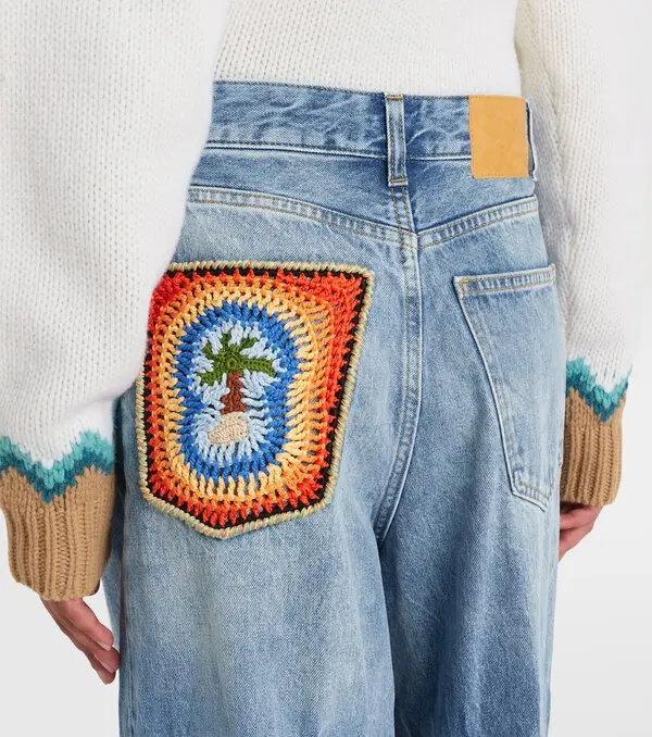 Alanui Sunny Crochet Wide-leg Jeans