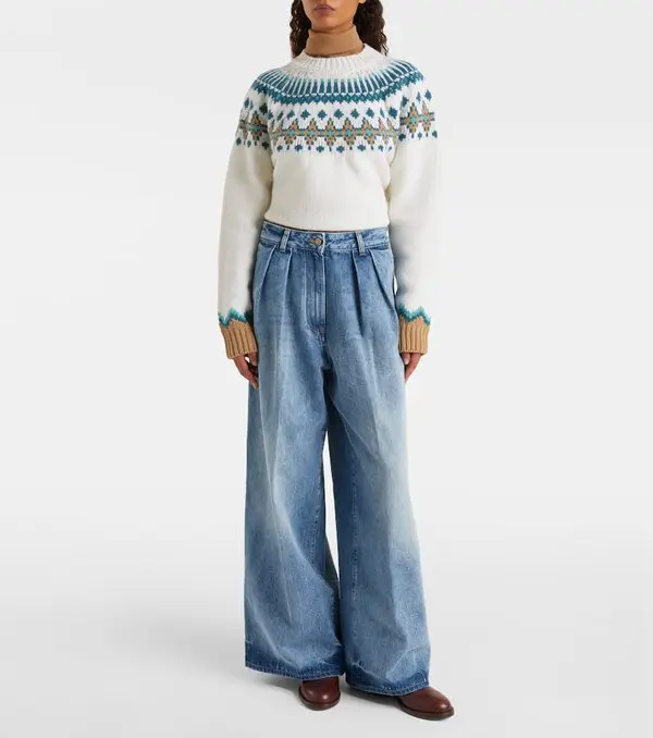 Alanui Sunny Crochet Wide-leg Jeans
