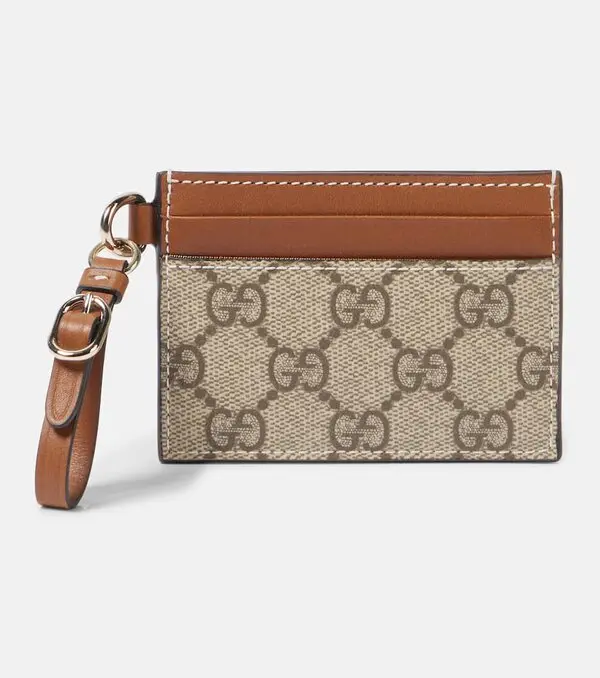 Gucci Gg Canvas Leather-trimmed Card Case - Beige