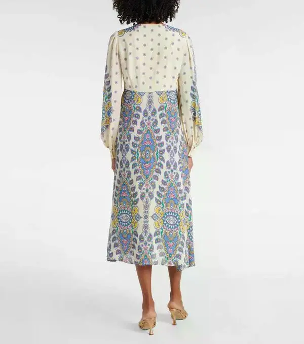 Etro Paisley Crêpe De Chine Midi Dress - Multicoloured