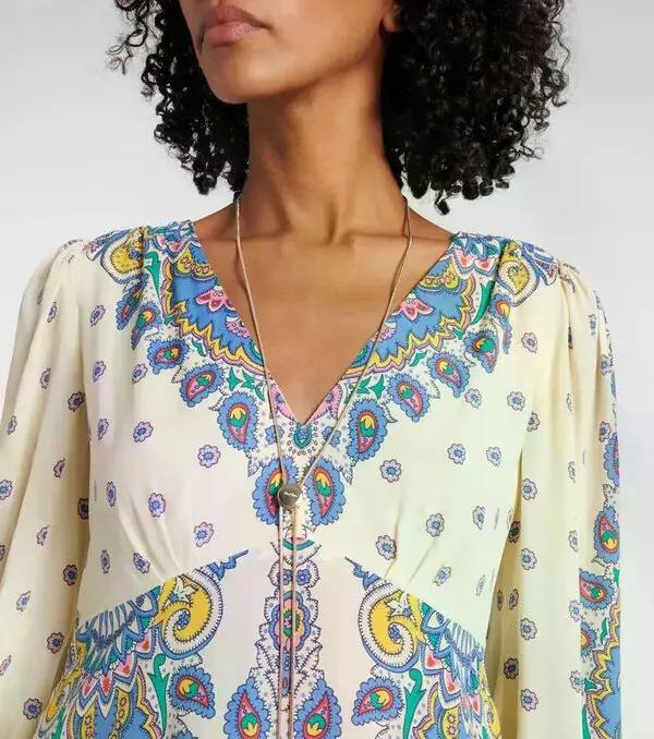 Etro Paisley Crêpe De Chine Midi Dress - Multicoloured