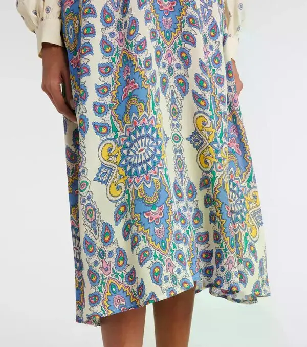 Etro Paisley Crêpe De Chine Midi Dress - Multicoloured