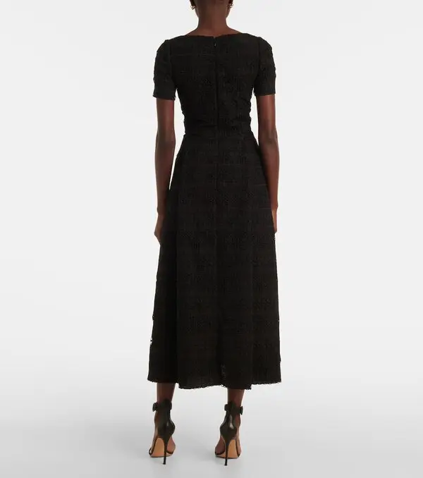 Elie Saab Macramé Midi Dress - Black