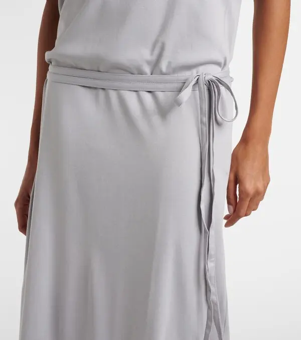 LEMAIRE Belted Cotton Jersey Midi Dress - Blue