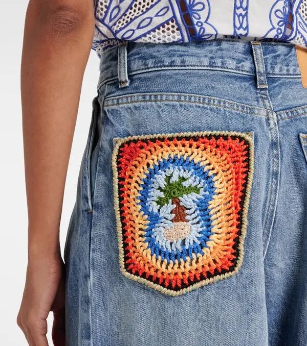 Alanui Sunny Crochet Wide-leg Jeans