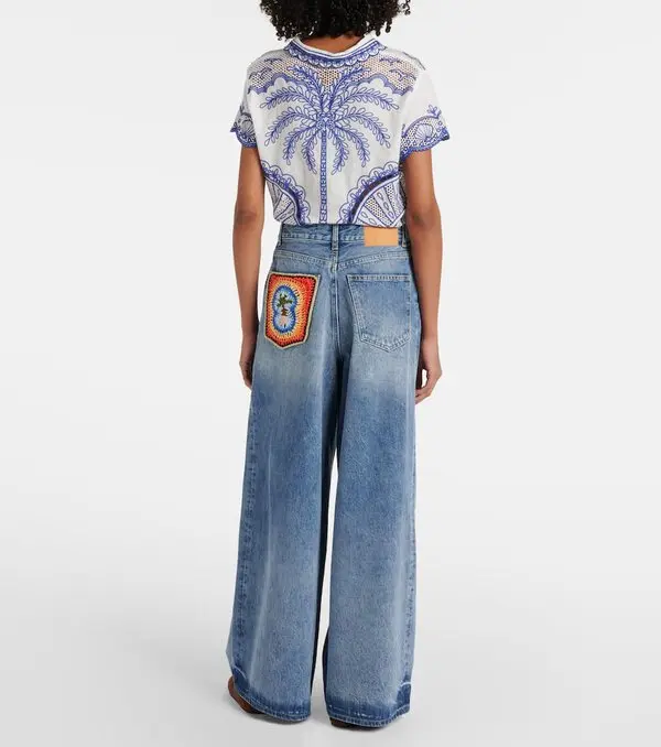 Alanui Sunny Crochet Wide-leg Jeans