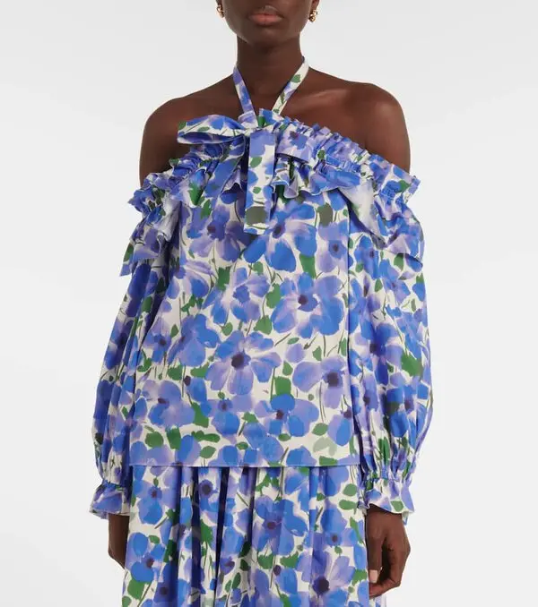 Carolina Herrera Floral Print Off-shoulder Top