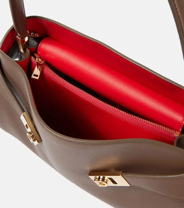 FERRAGAMO Hug Medium Leather Shoulder Bag - Red