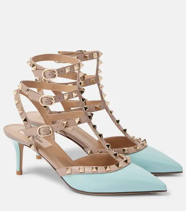 Valentino Garavani Rockstud Classic 65 Patent Leather Pumps - Blue
