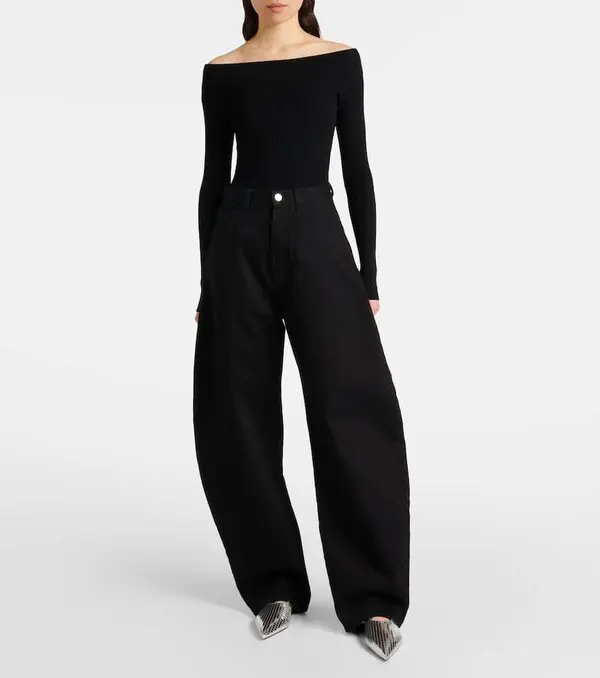 Alaïa Art Deco Mirrored Leather Slingback Flats